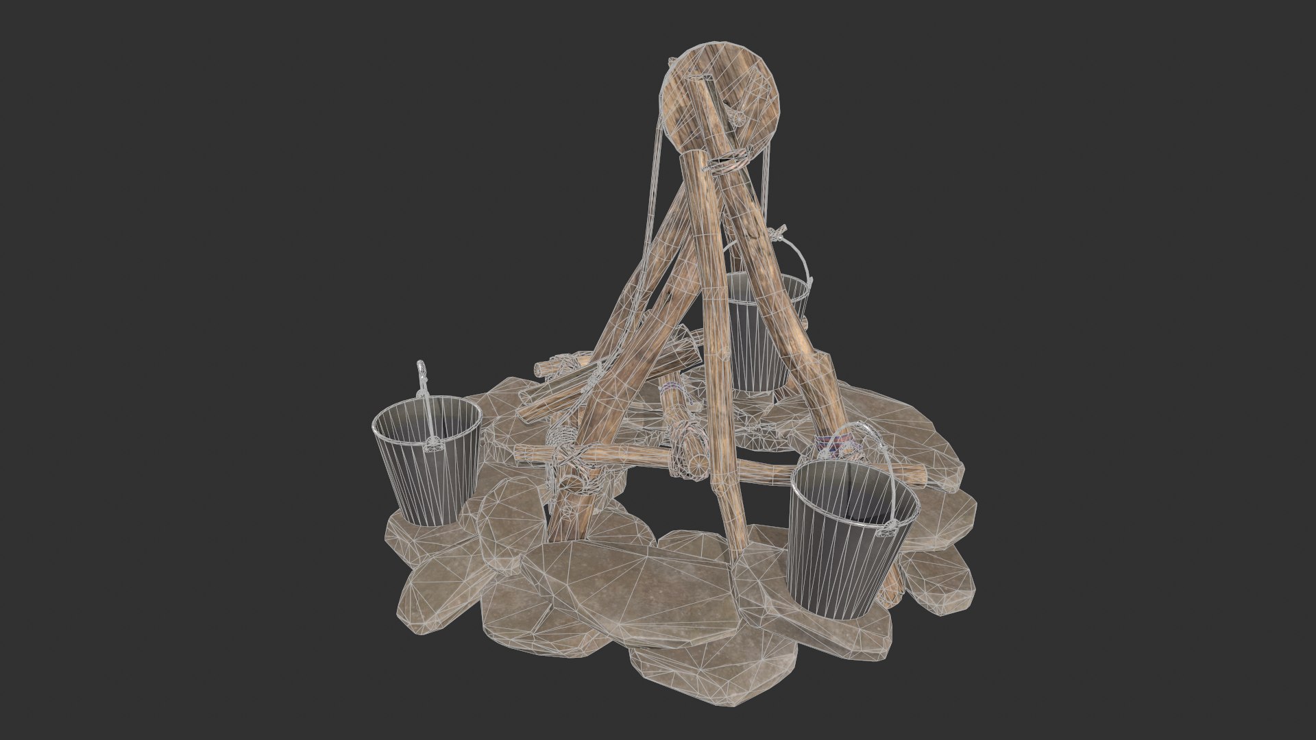 Primitive Makeshift Well 3D Model - TurboSquid 2149316