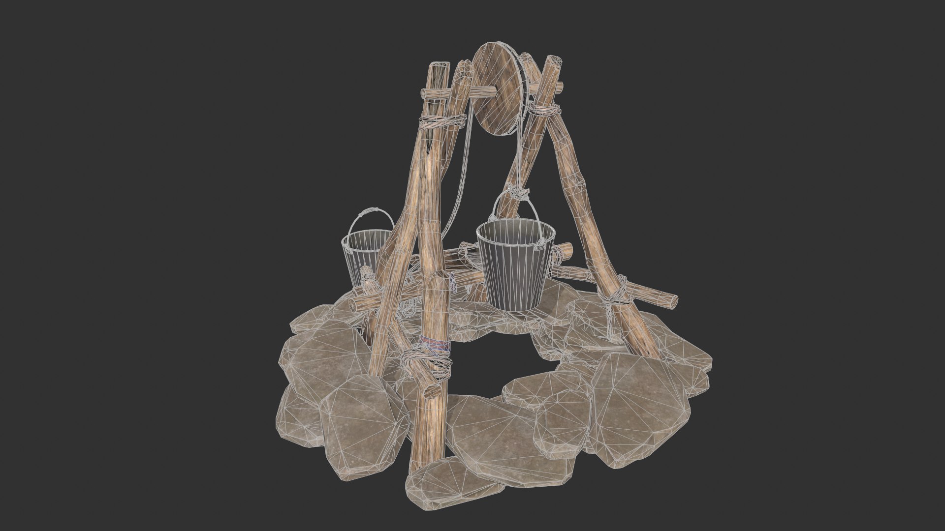 Primitive Makeshift Well 3D Model - TurboSquid 2149316