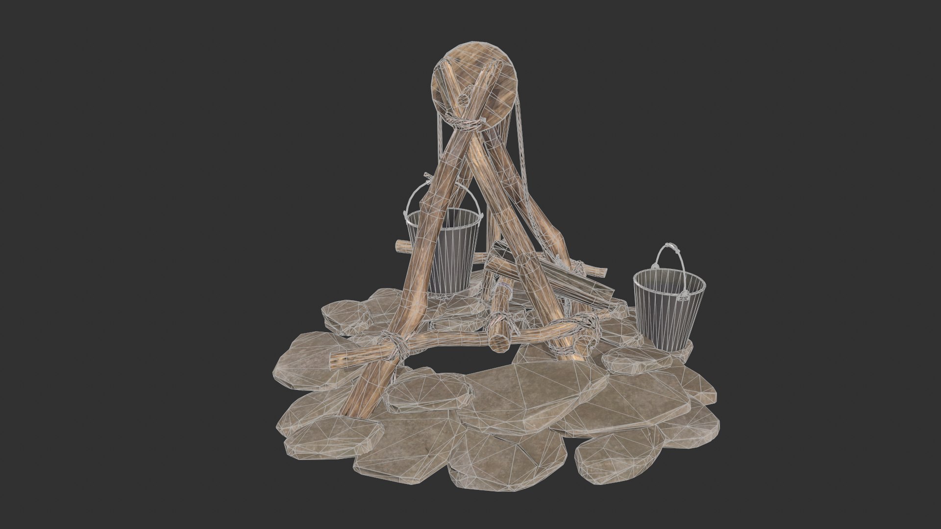 Primitive Makeshift Well 3D Model - TurboSquid 2149316