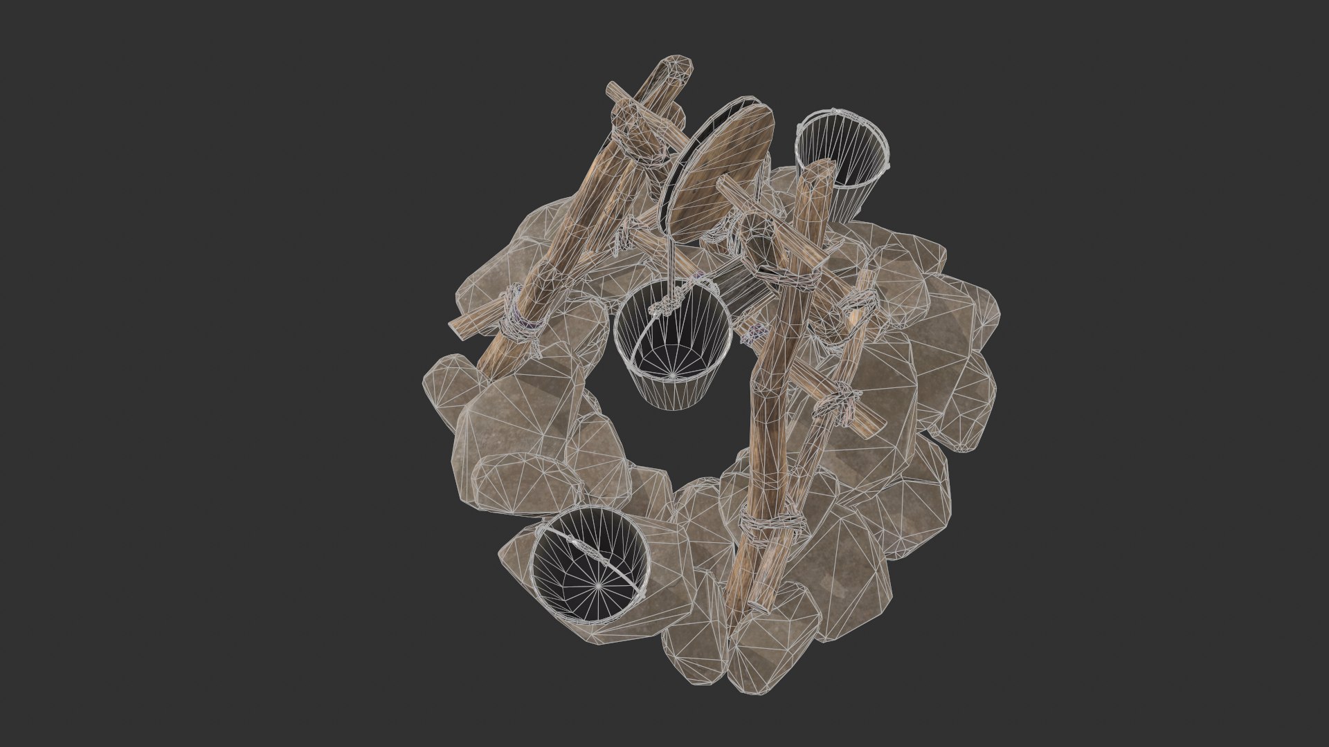 Primitive Makeshift Well 3D Model - TurboSquid 2149316
