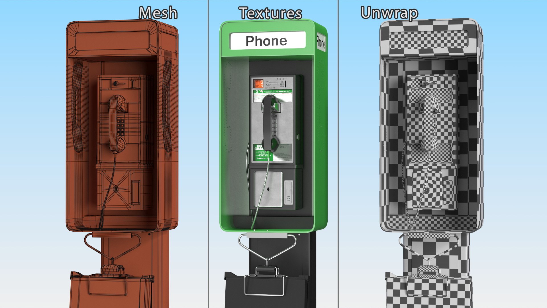 3D Public Payphone Booth - TurboSquid 2220552