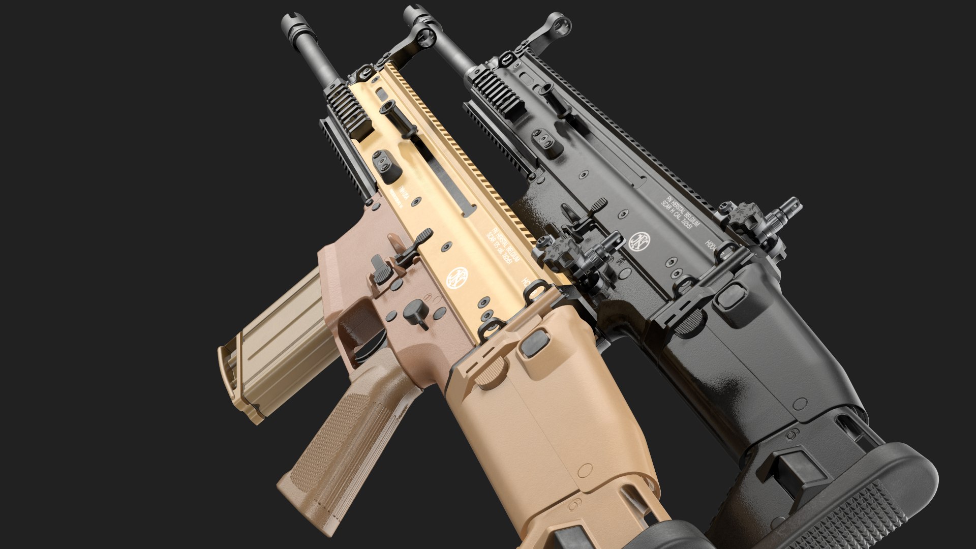 FN SCAR-H FDE Black Noir Game Ready 3D Model - TurboSquid 1746965