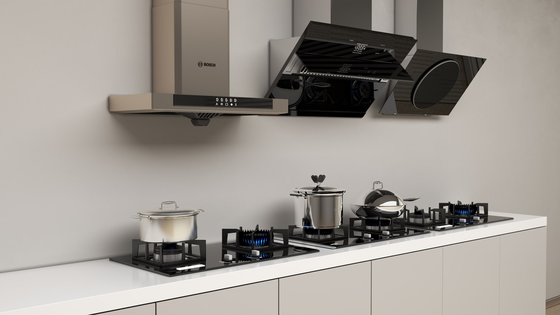 3D Gas Stove And Kitchen Hood Model - TurboSquid 2142044