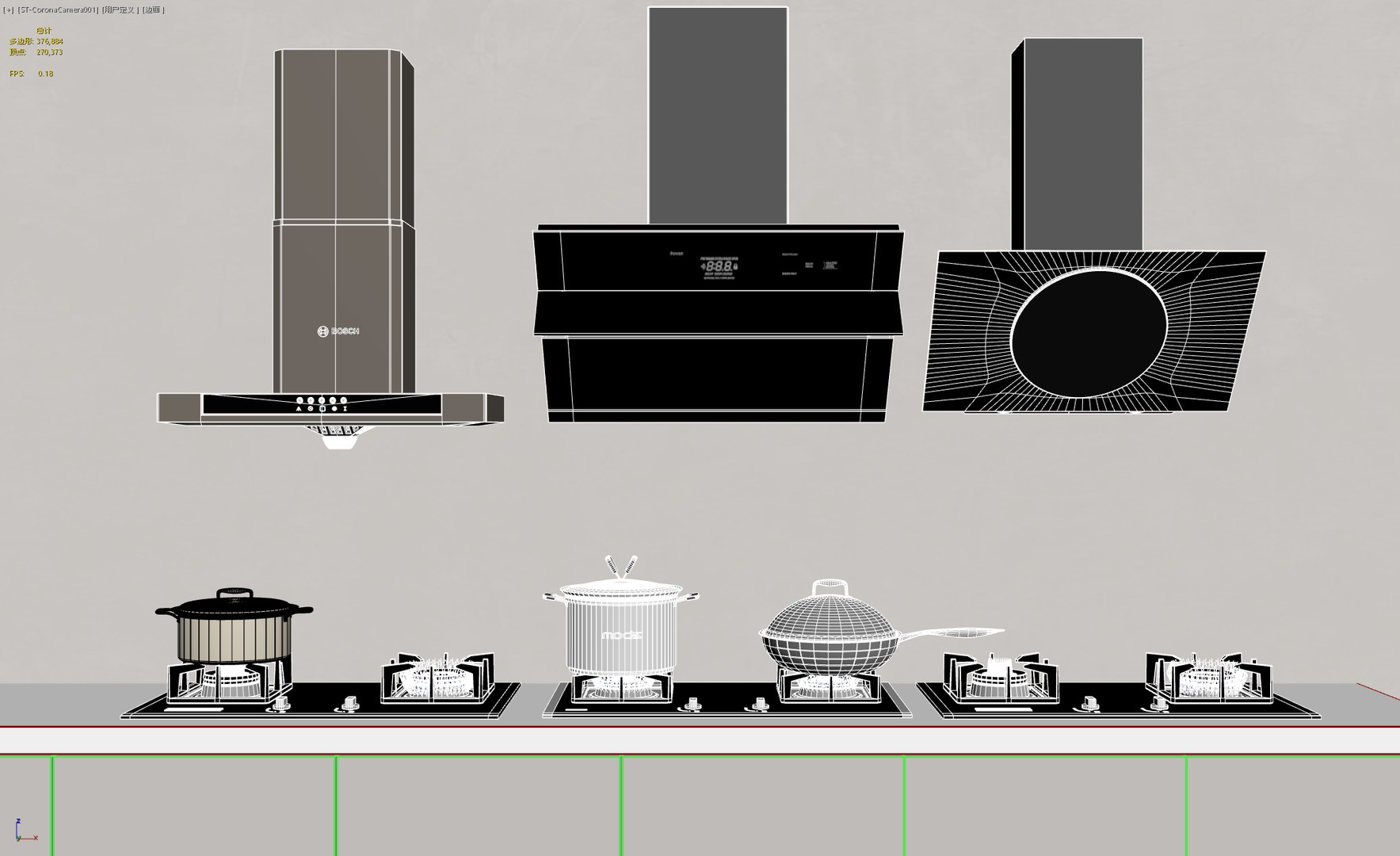 3D Gas Stove And Kitchen Hood Model - TurboSquid 2142044