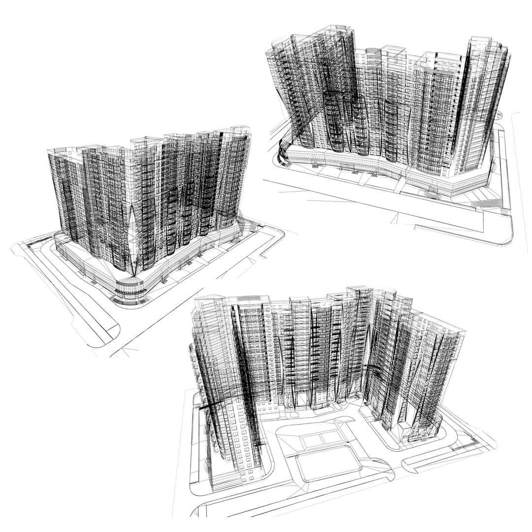 Residential Multi-storey Building 3D Model - TurboSquid 1474172