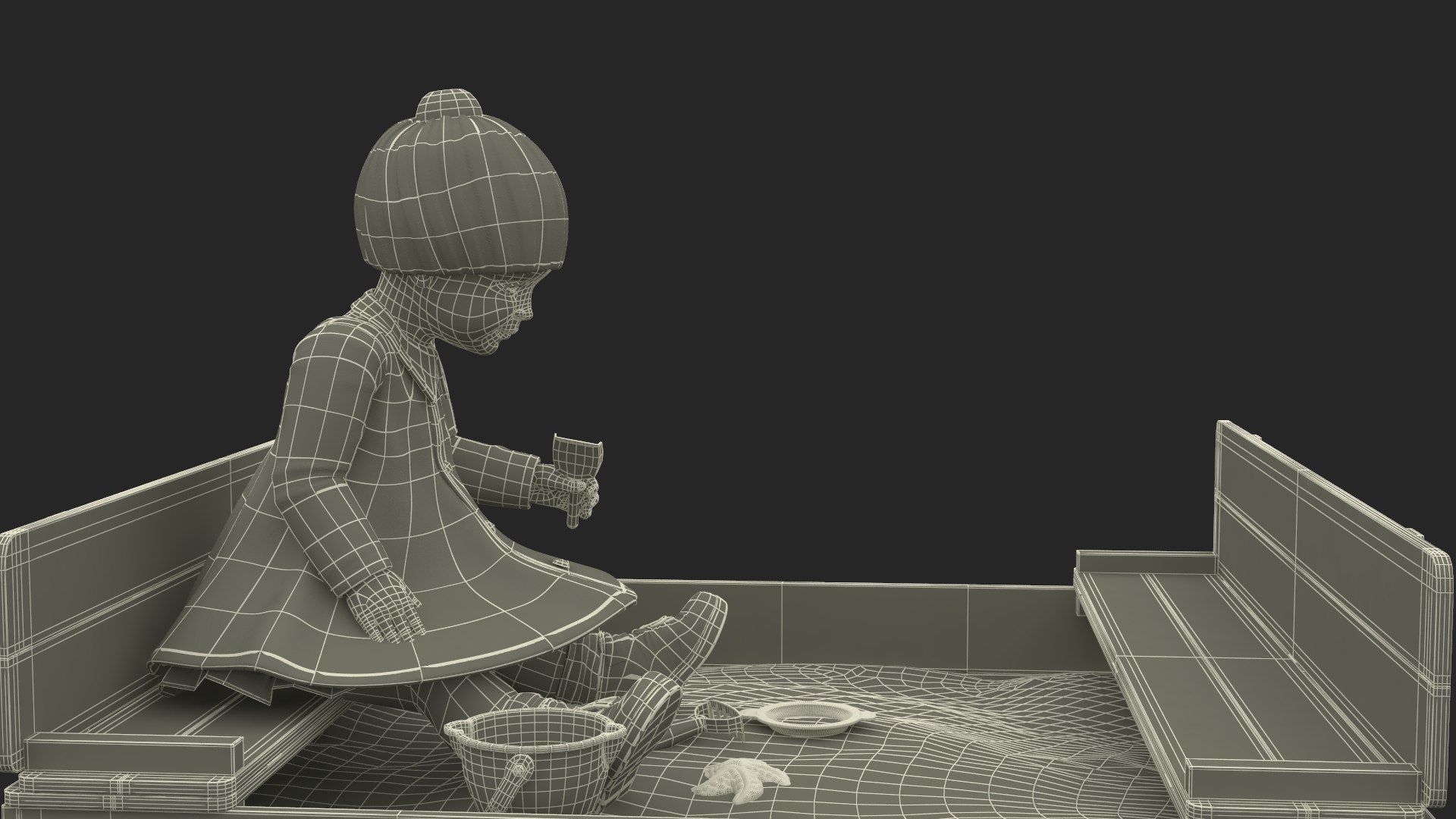 3D Little Girl Playing In Sandpit Fur - TurboSquid 2292875