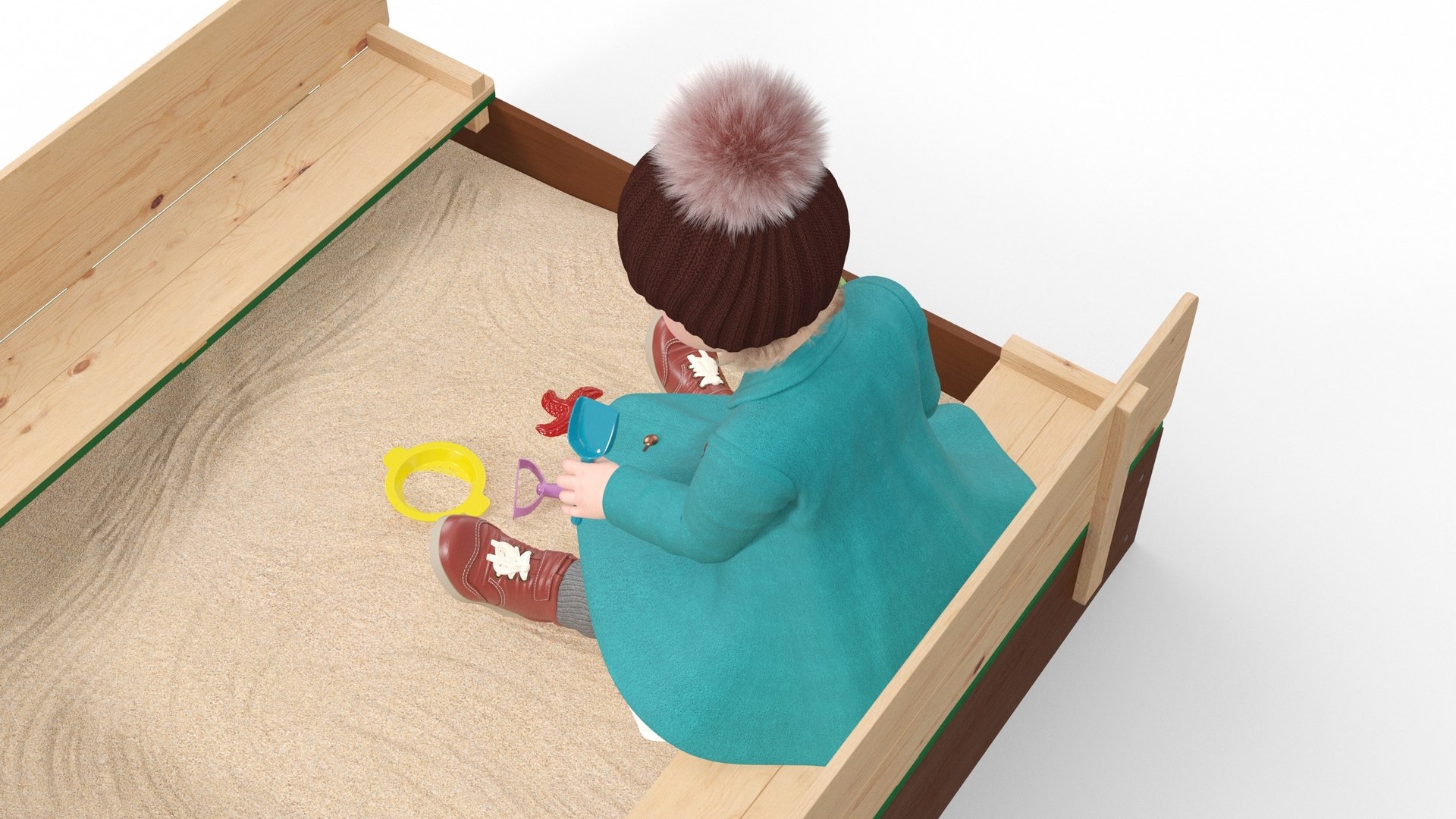3D Little Girl Playing In Sandpit Fur - TurboSquid 2292875