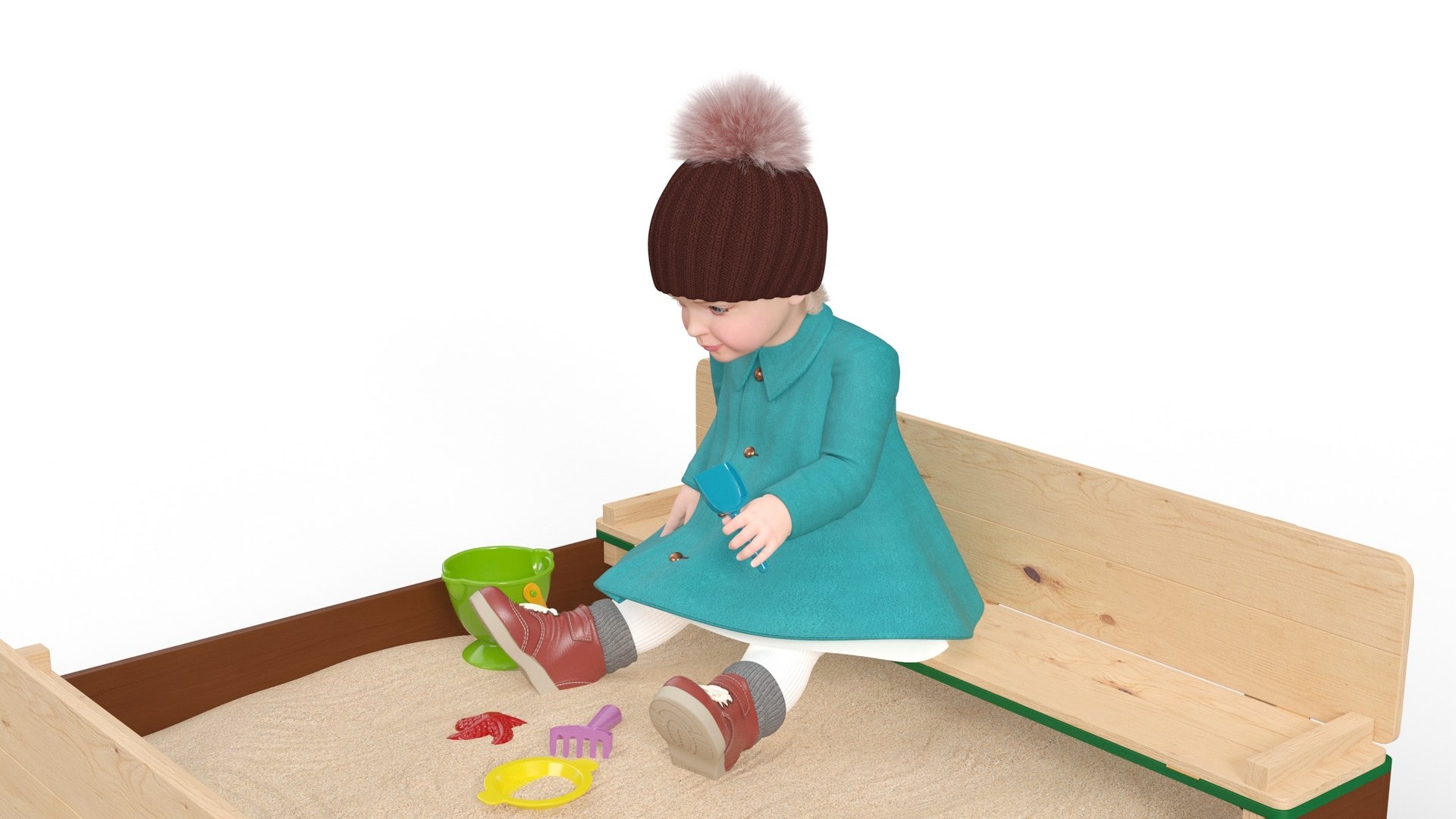 3D Little Girl Playing In Sandpit Fur - TurboSquid 2292875
