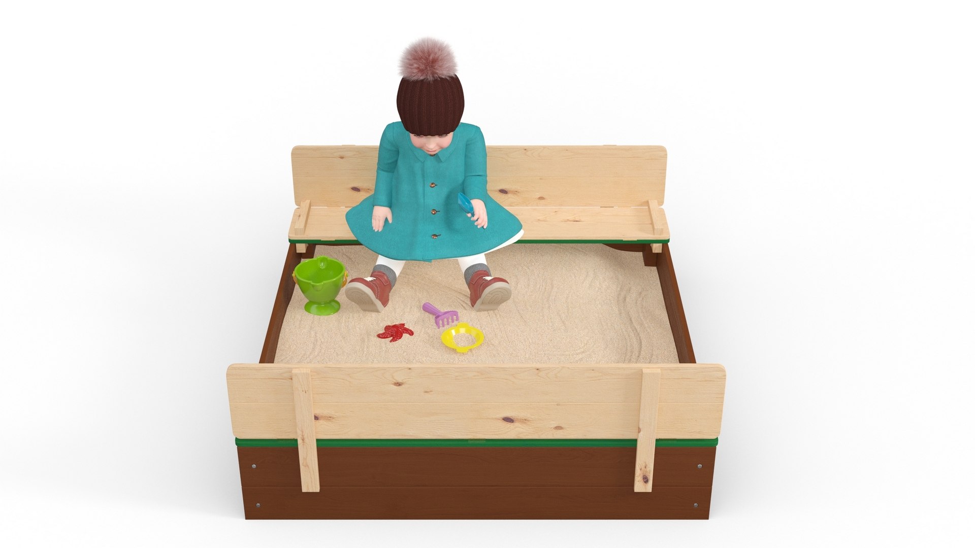 3D Little Girl Playing In Sandpit Fur - TurboSquid 2292875