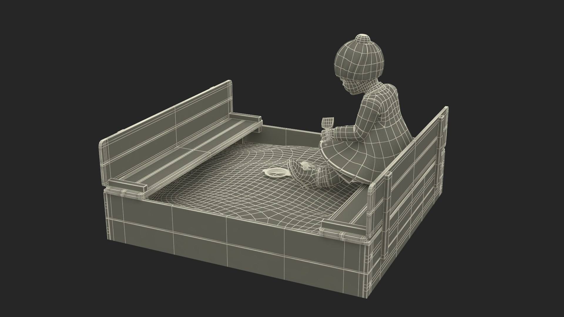 3D Little Girl Playing In Sandpit Fur - TurboSquid 2292875