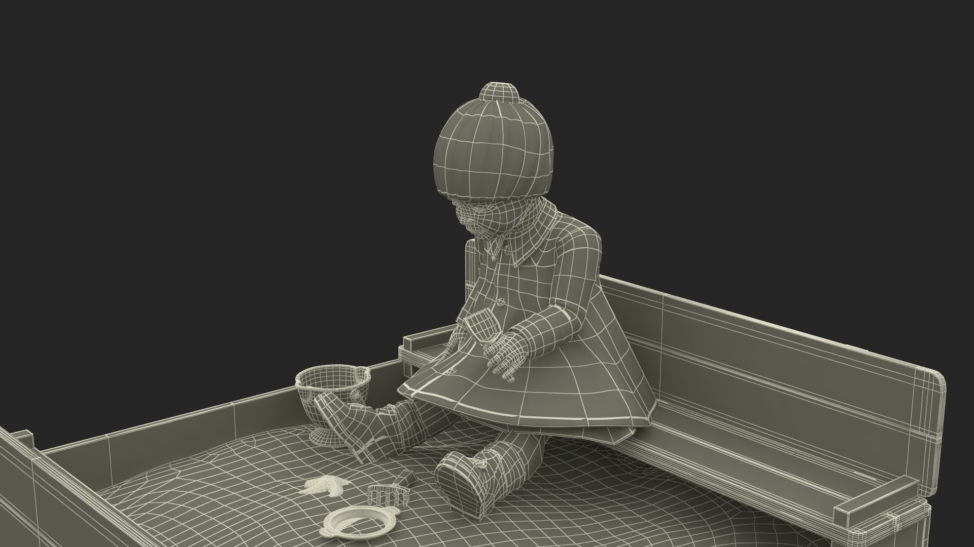 3D Little Girl Playing In Sandpit Fur - TurboSquid 2292875