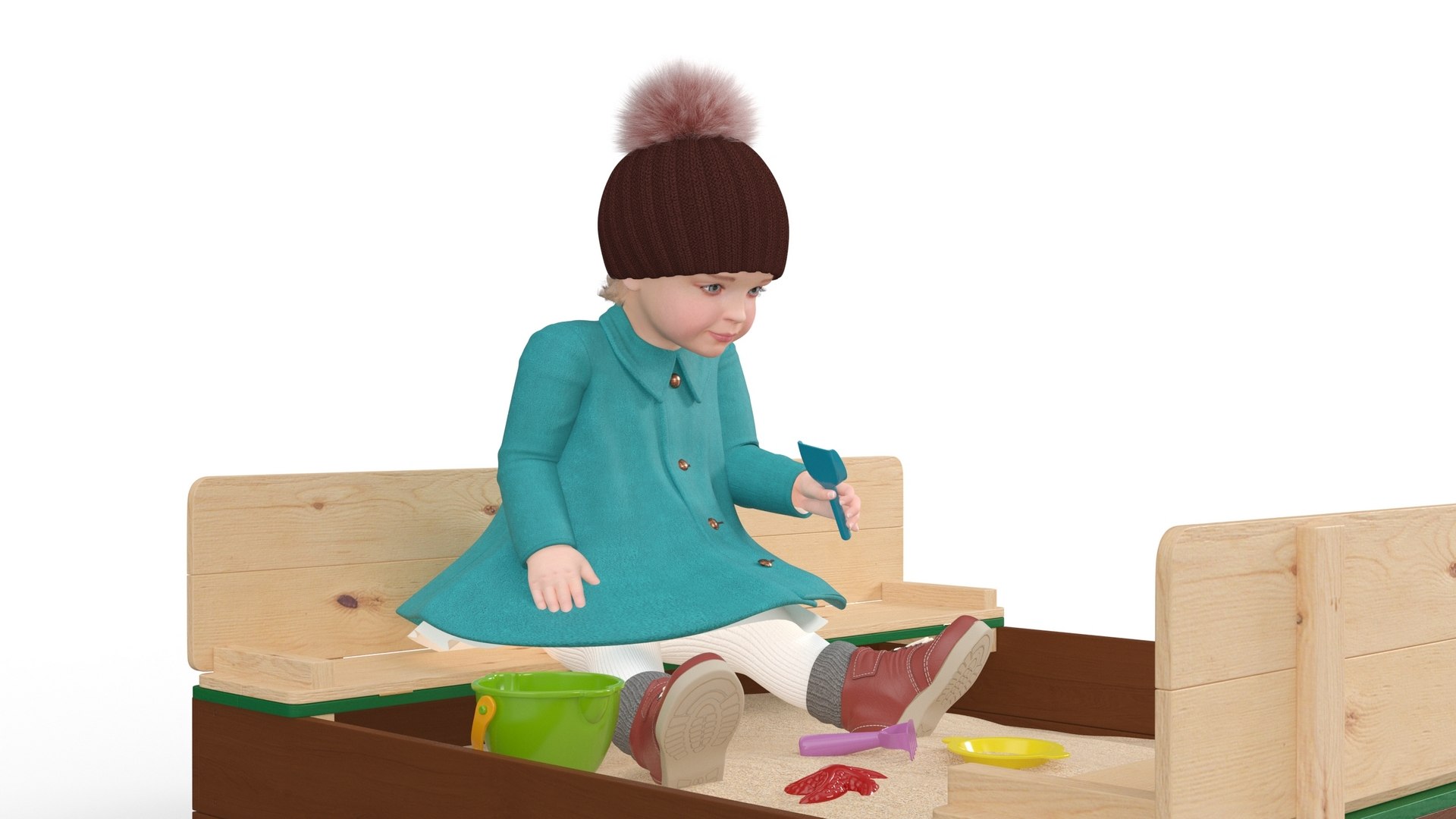 3D Little Girl Playing In Sandpit Fur - TurboSquid 2292875
