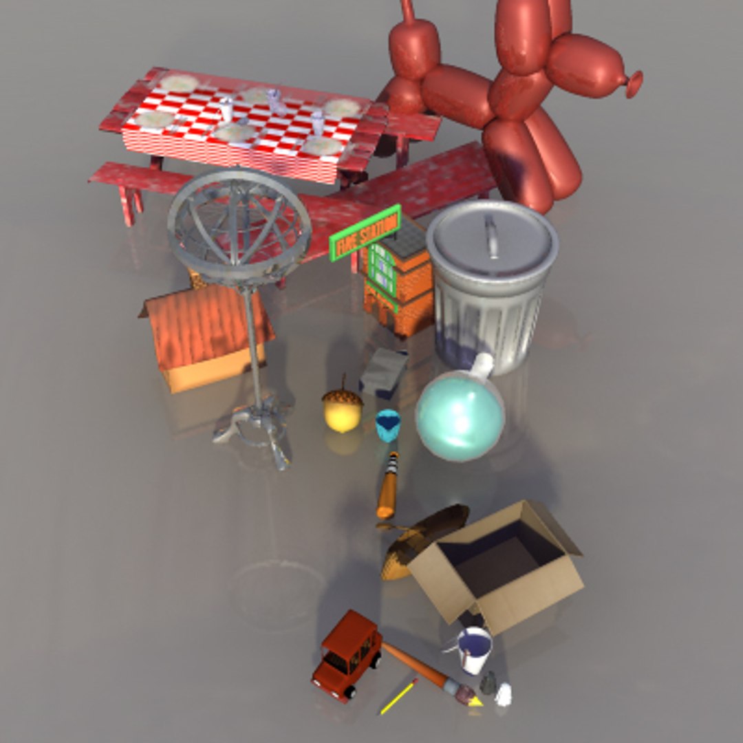 3d Yard Cartoon Props Model