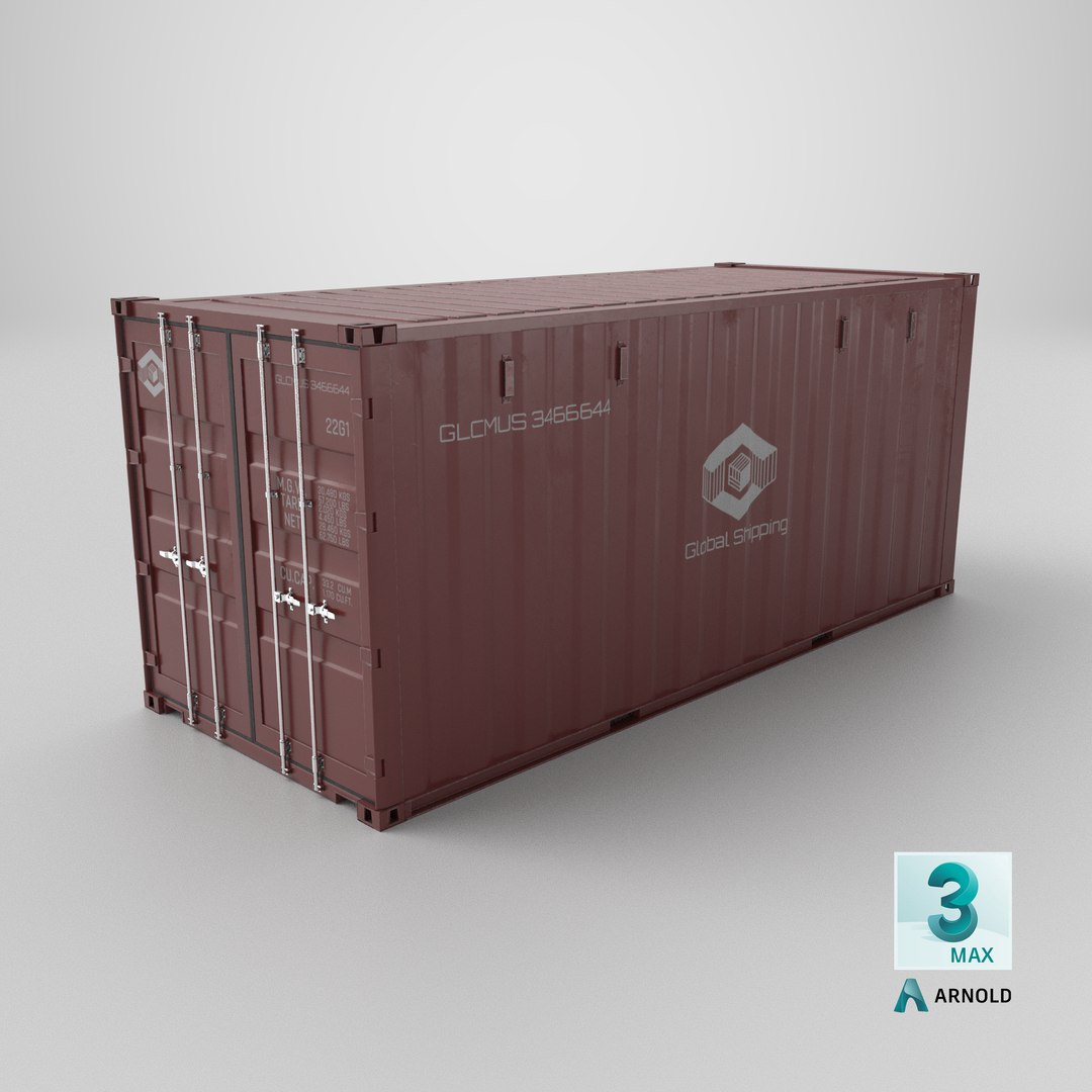 Intermodal Shipping Container 20-foot-long - Red Model - TurboSquid 2393197