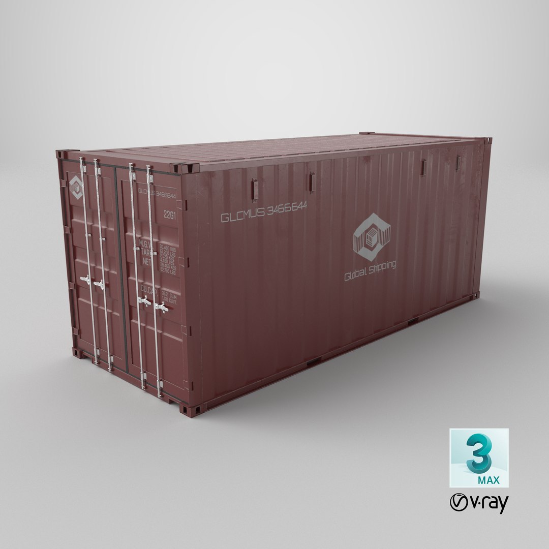 Intermodal Shipping Container 20-foot-long - Red Model - TurboSquid 2393197