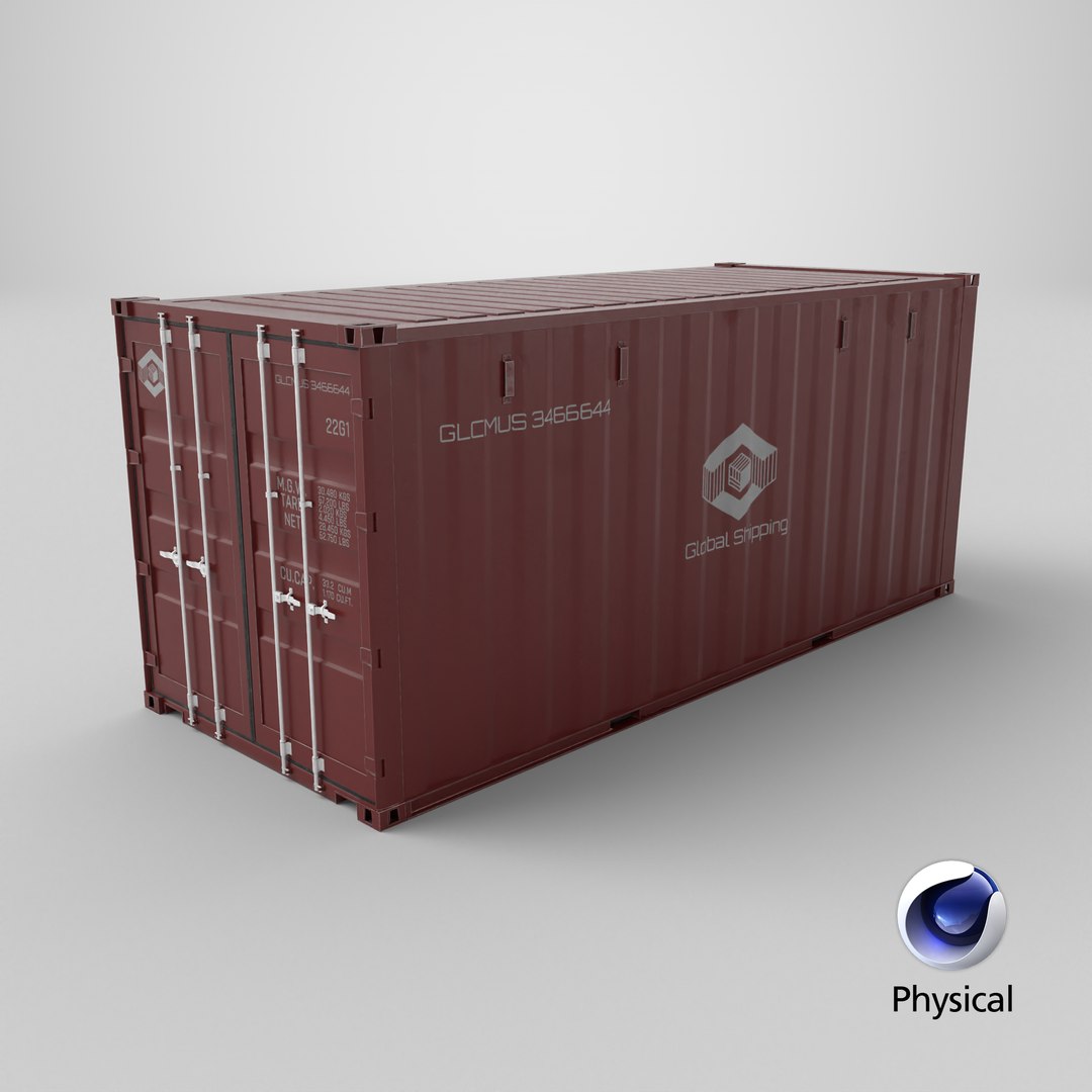 Intermodal Shipping Container 20-foot-long - Red Model - TurboSquid 2393197