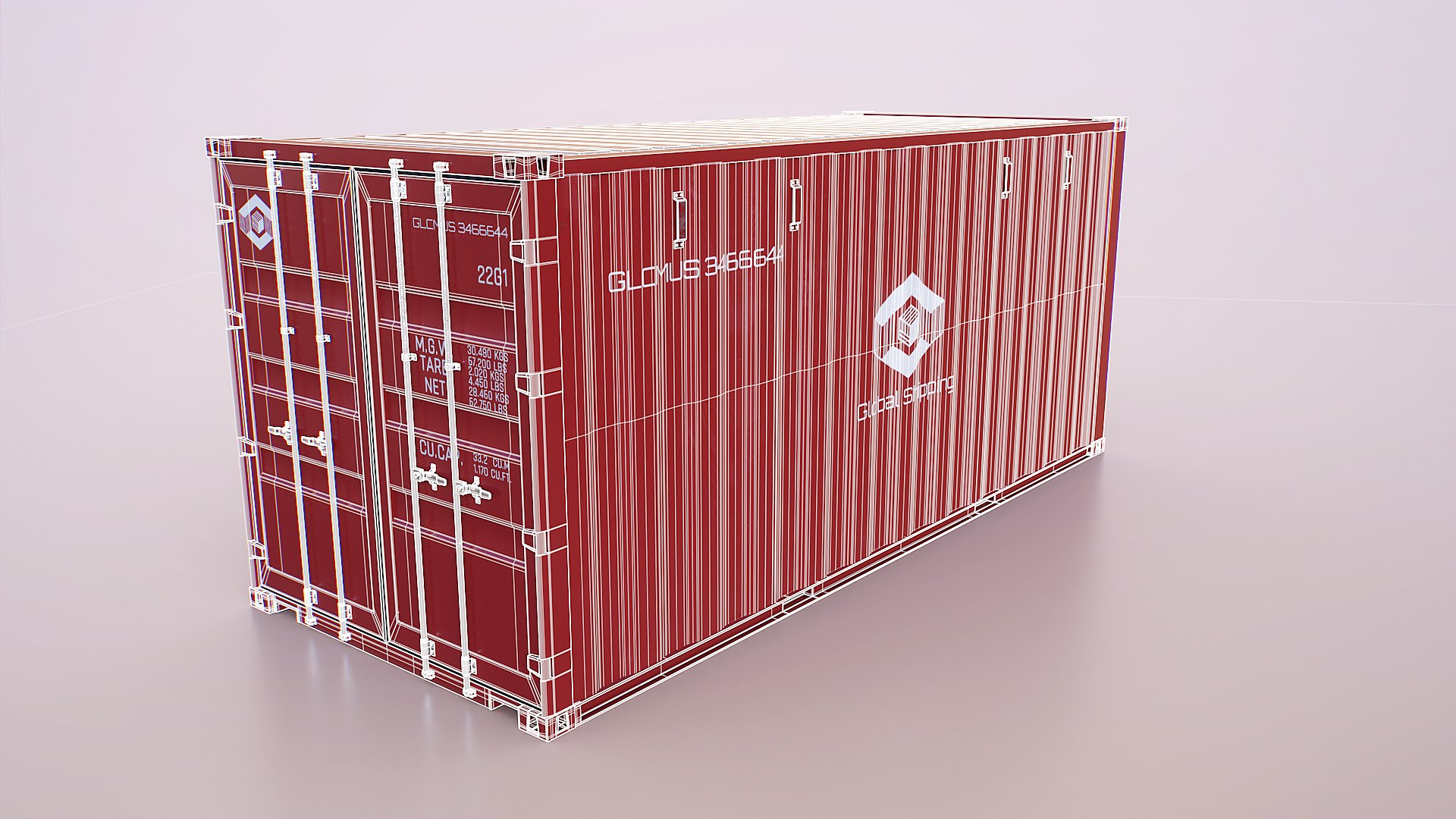 Intermodal Shipping Container 20-foot-long - Red Model - TurboSquid 2393197