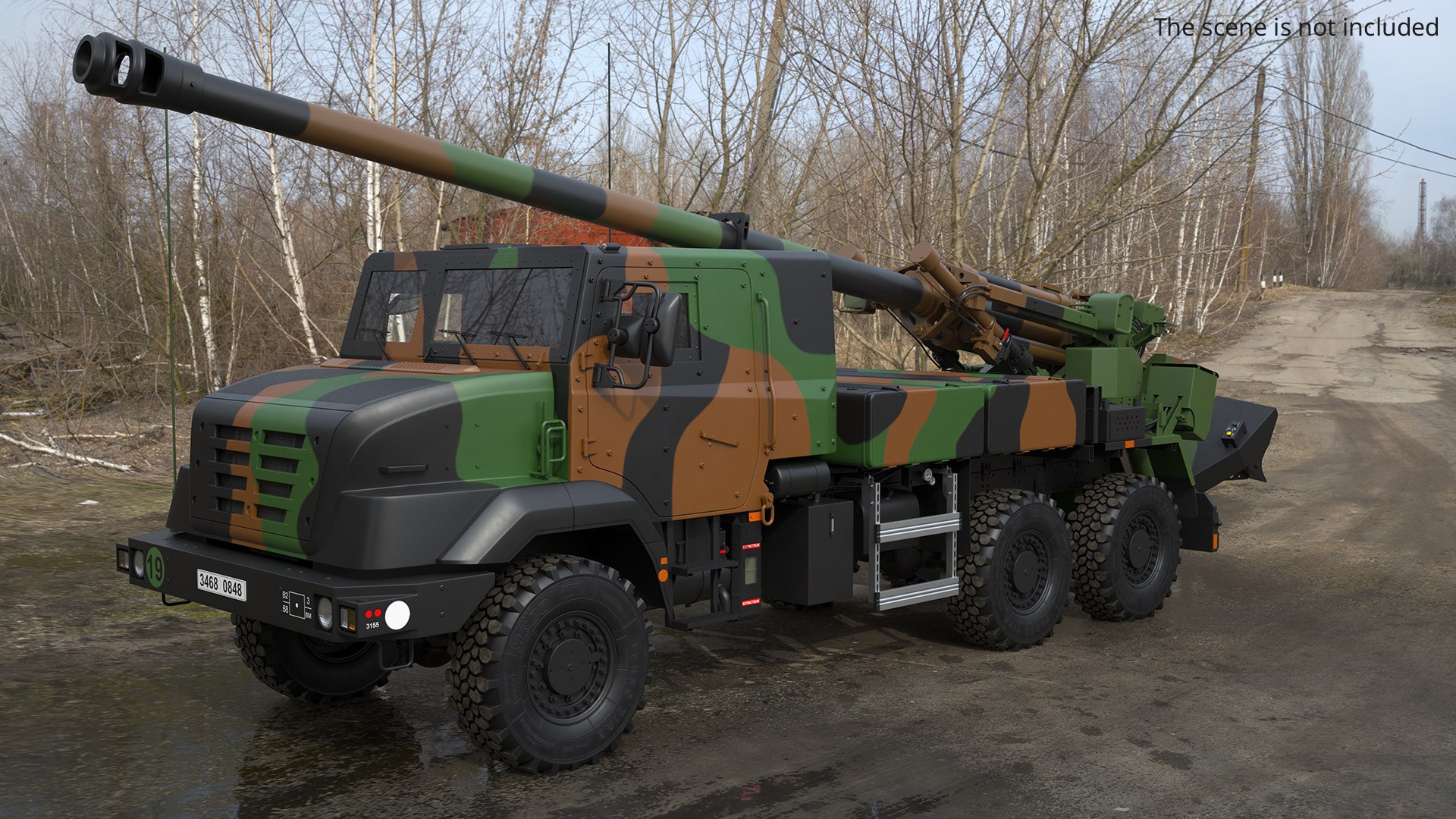 Tactical Wheeled Howitzer Artillery System Rigged For Cinema 4D Model ...