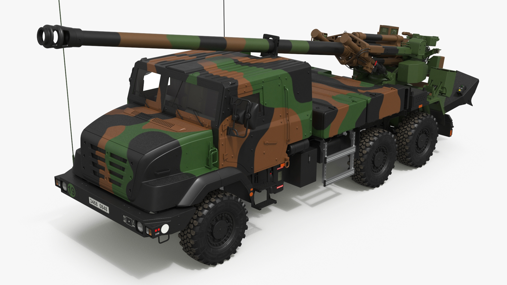 Tactical Wheeled Howitzer Artillery System Rigged For Cinema 4D Model ...