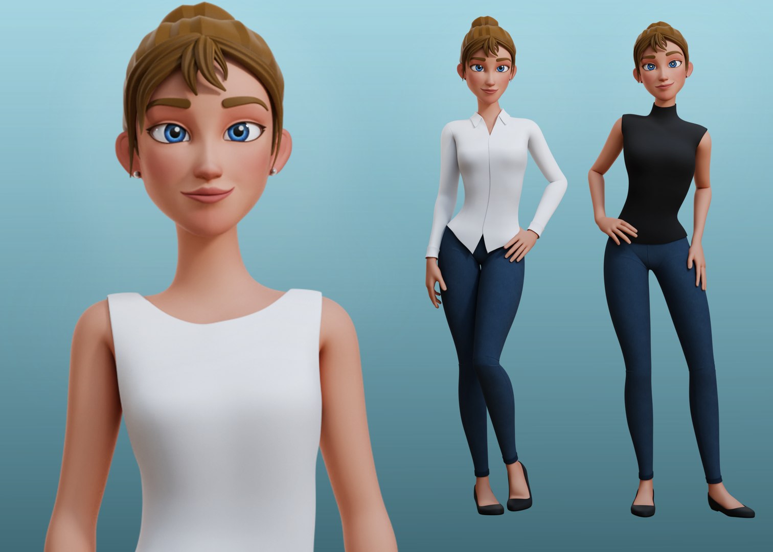 3D 3D Julia Cartoon Girl Model - TurboSquid 2229364