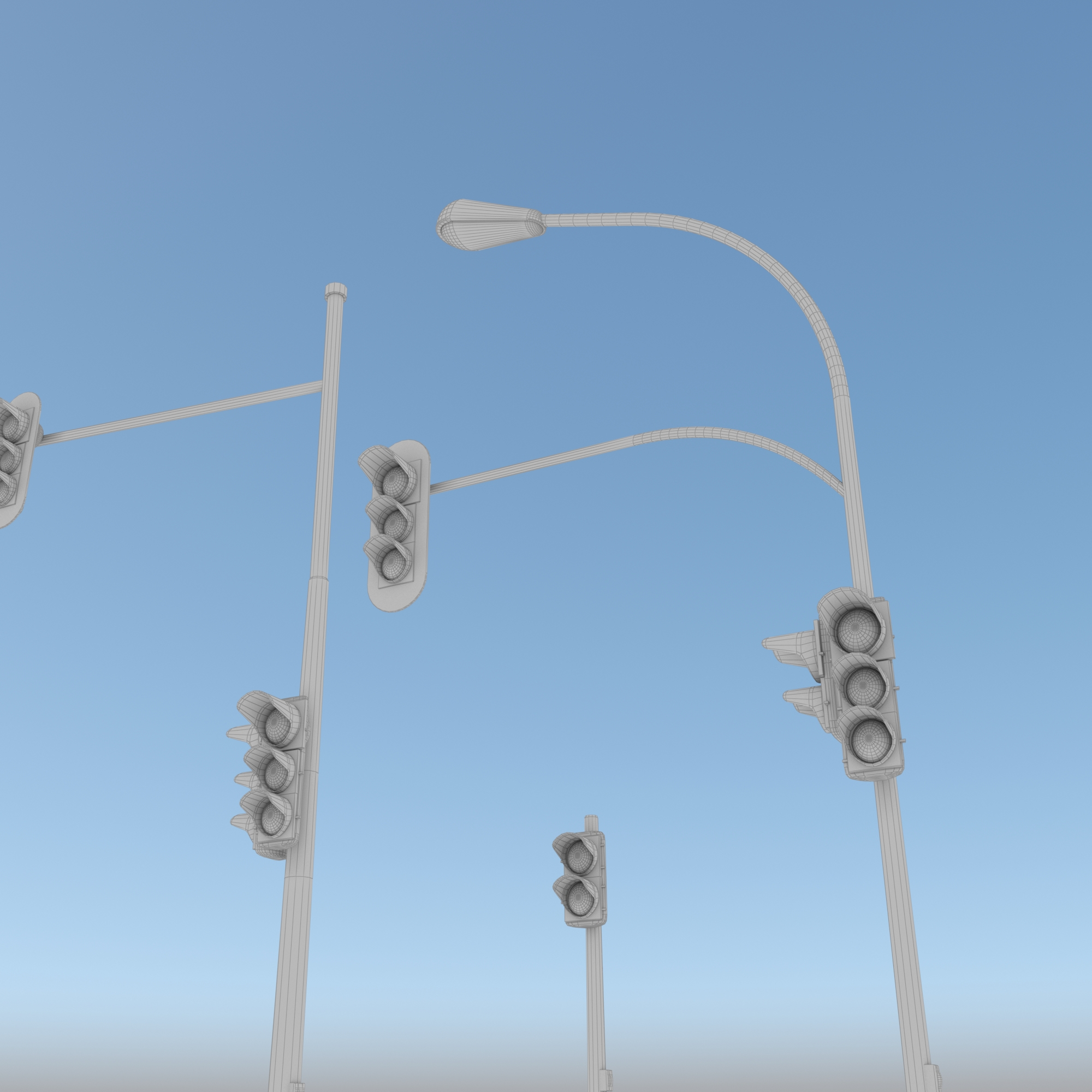 3D model 3D model of traffic light and street lamp set - TurboSquid 1718751