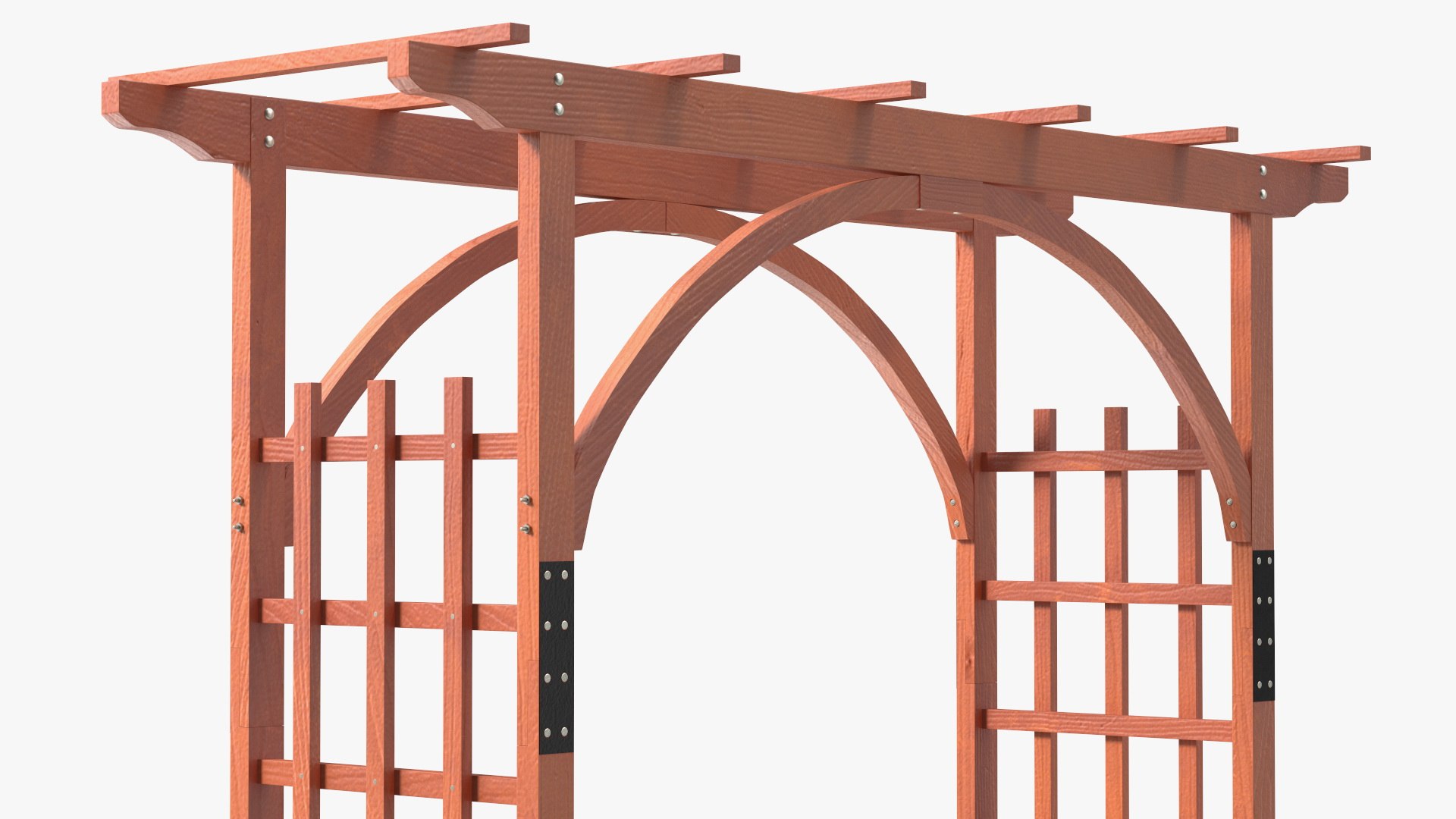 3D Wooden Garden Arch Arbor Red Model - TurboSquid 1841335