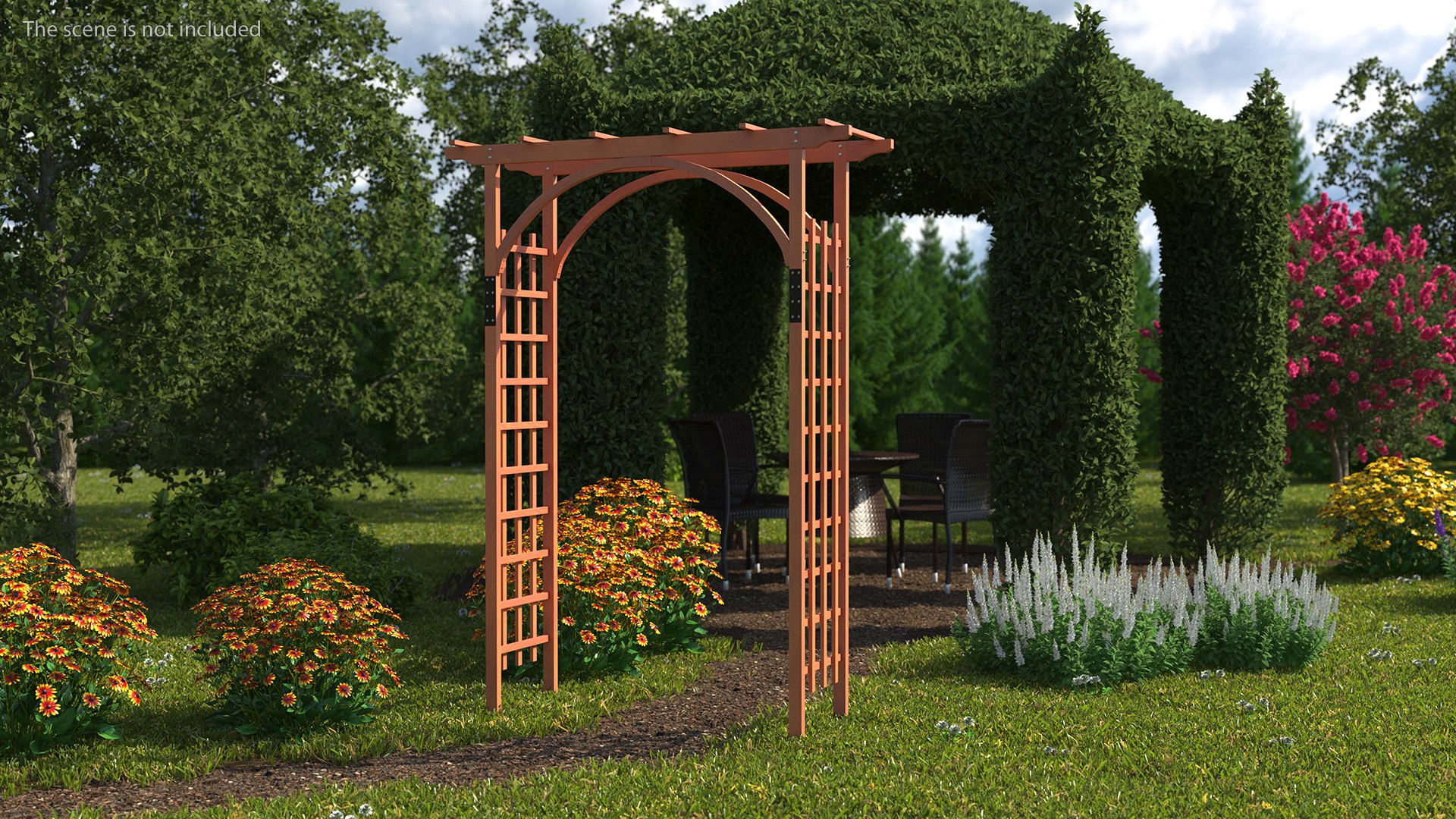 3D Wooden Garden Arch Arbor Red Model - TurboSquid 1841335
