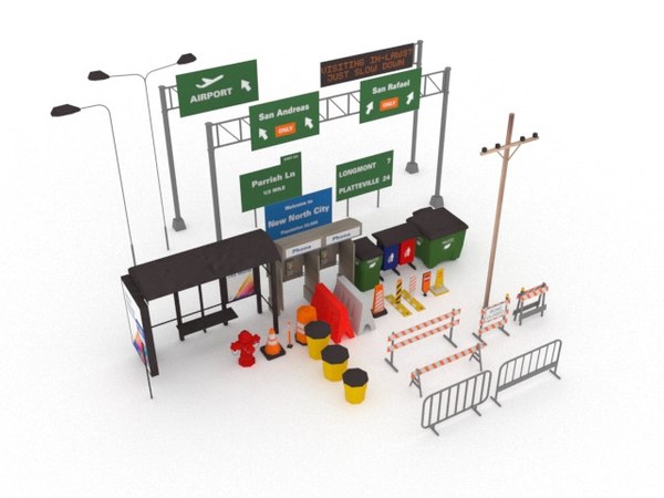 Road props 3D model - TurboSquid 1863030