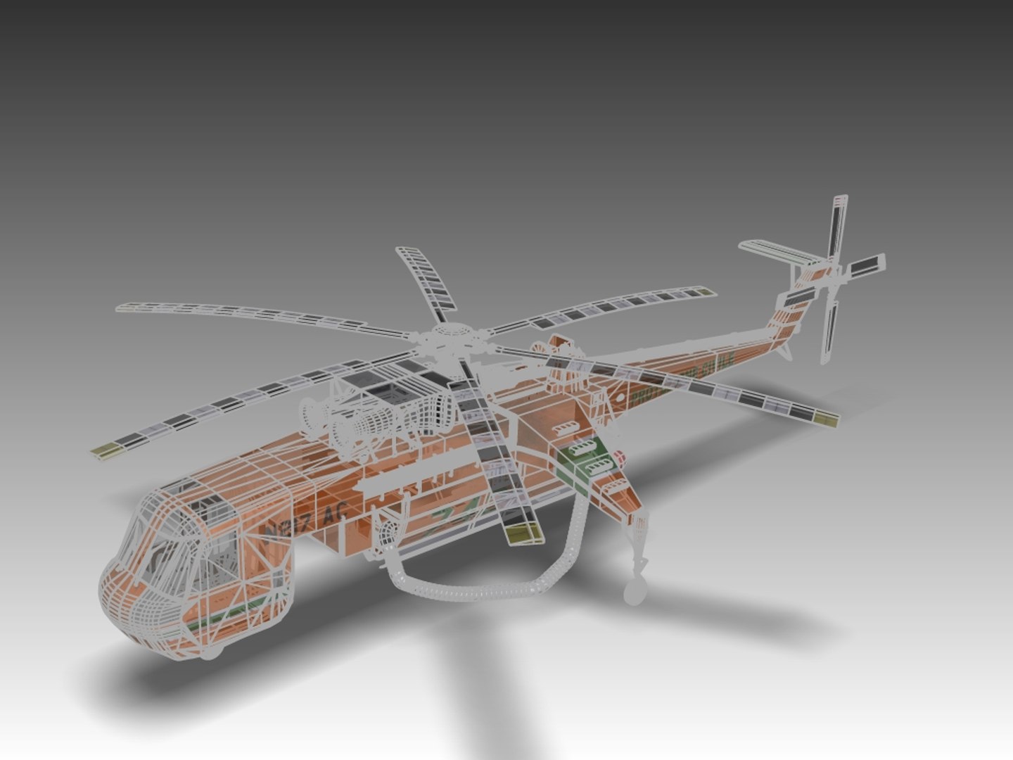 Skycrane Sikorsky S-64 3d Model