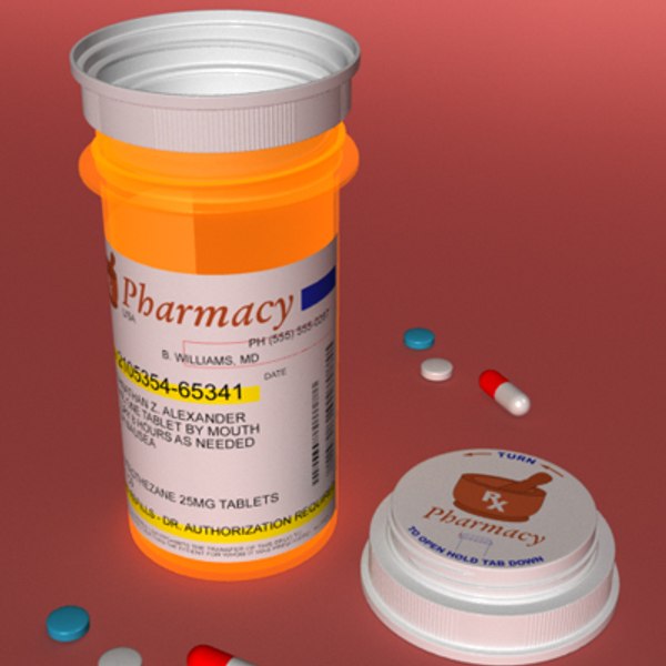 3d model of prescription pill bottle