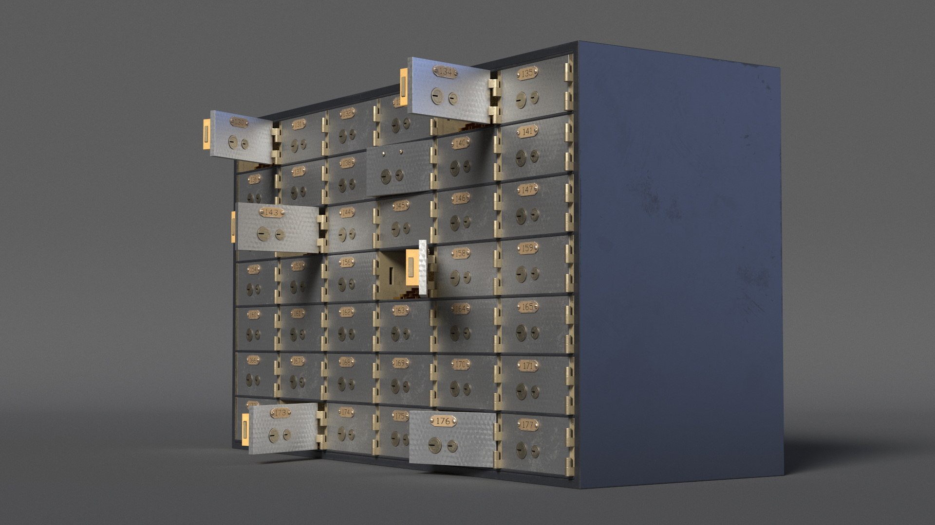 3D Safety Deposit Box With Gold Bars Model - TurboSquid 2326372