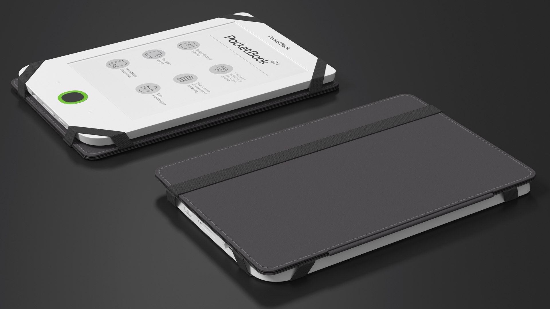 3D EReader PocketBook 614 Limited Edition White With Folded Case Model ...