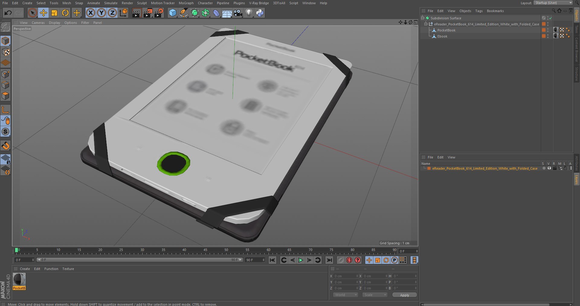 3D EReader PocketBook 614 Limited Edition White With Folded Case Model ...