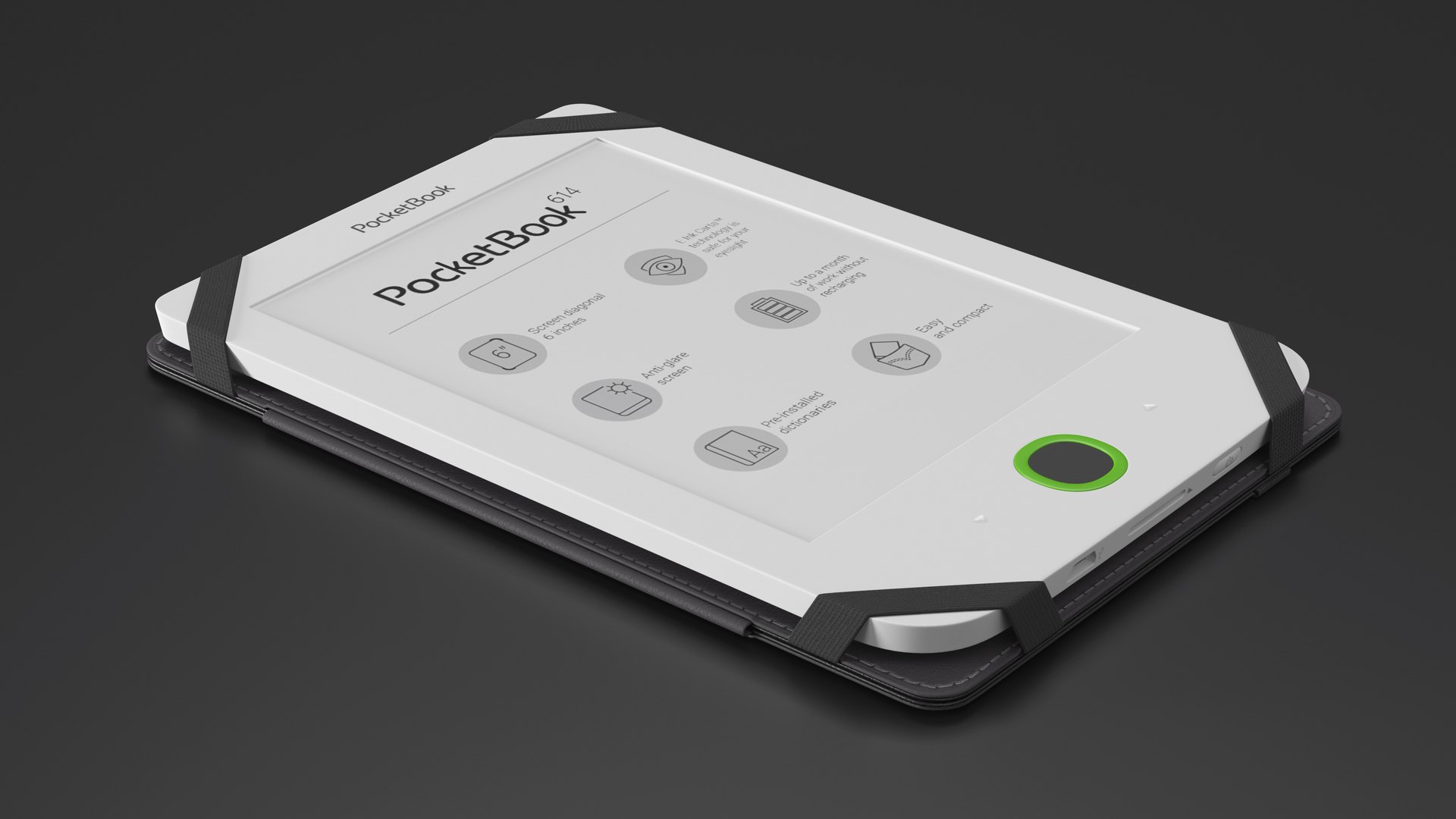 3D EReader PocketBook 614 Limited Edition White With Folded Case Model ...