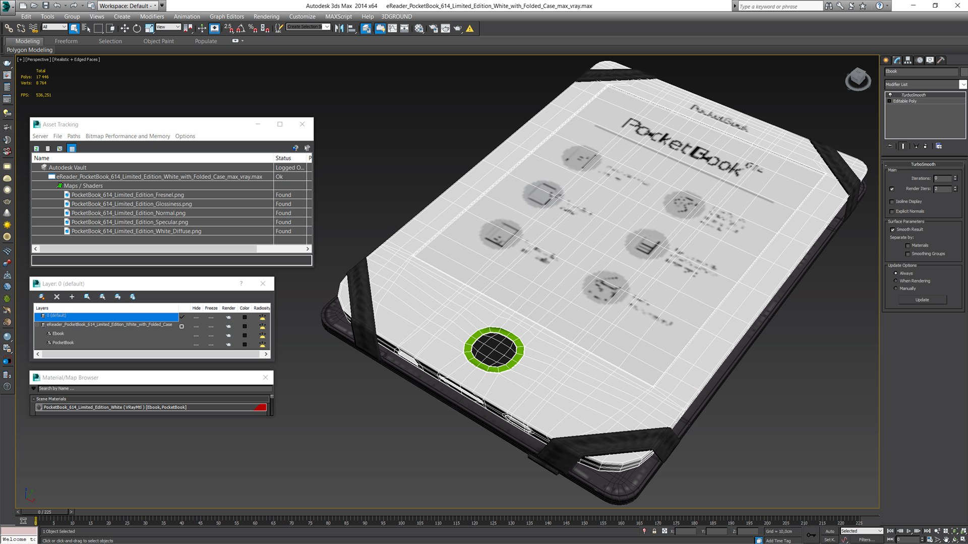 3D EReader PocketBook 614 Limited Edition White With Folded Case Model ...