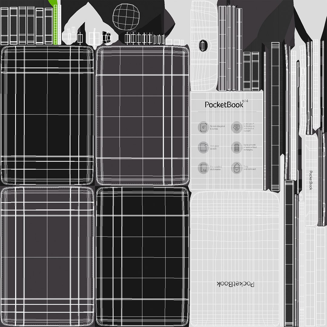 3D EReader PocketBook 614 Limited Edition White With Folded Case Model ...