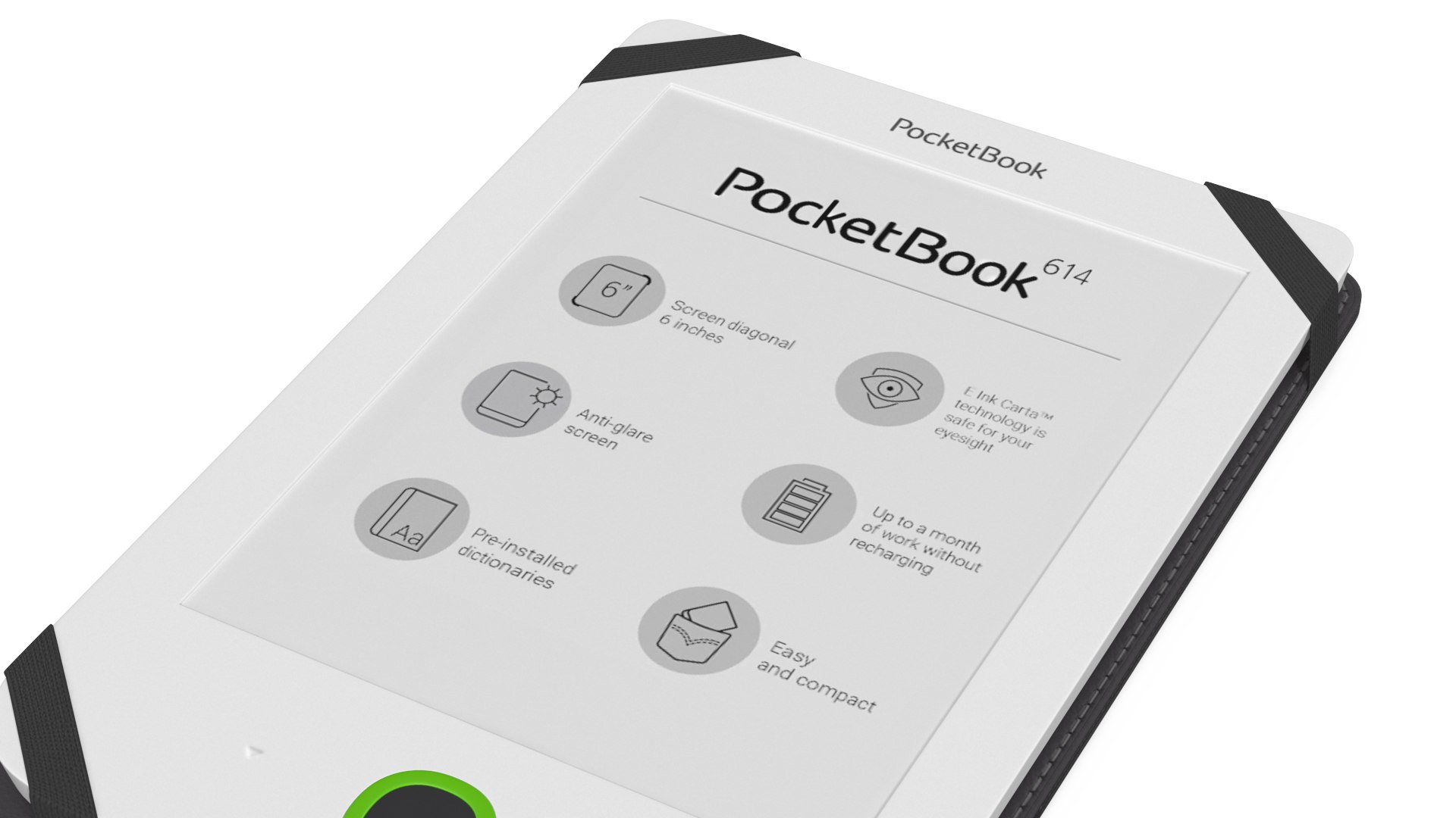 3D EReader PocketBook 614 Limited Edition White With Folded Case Model ...