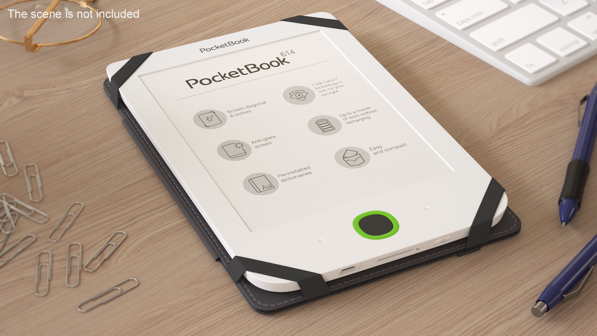 3D EReader PocketBook 614 Limited Edition White With Folded Case Model ...
