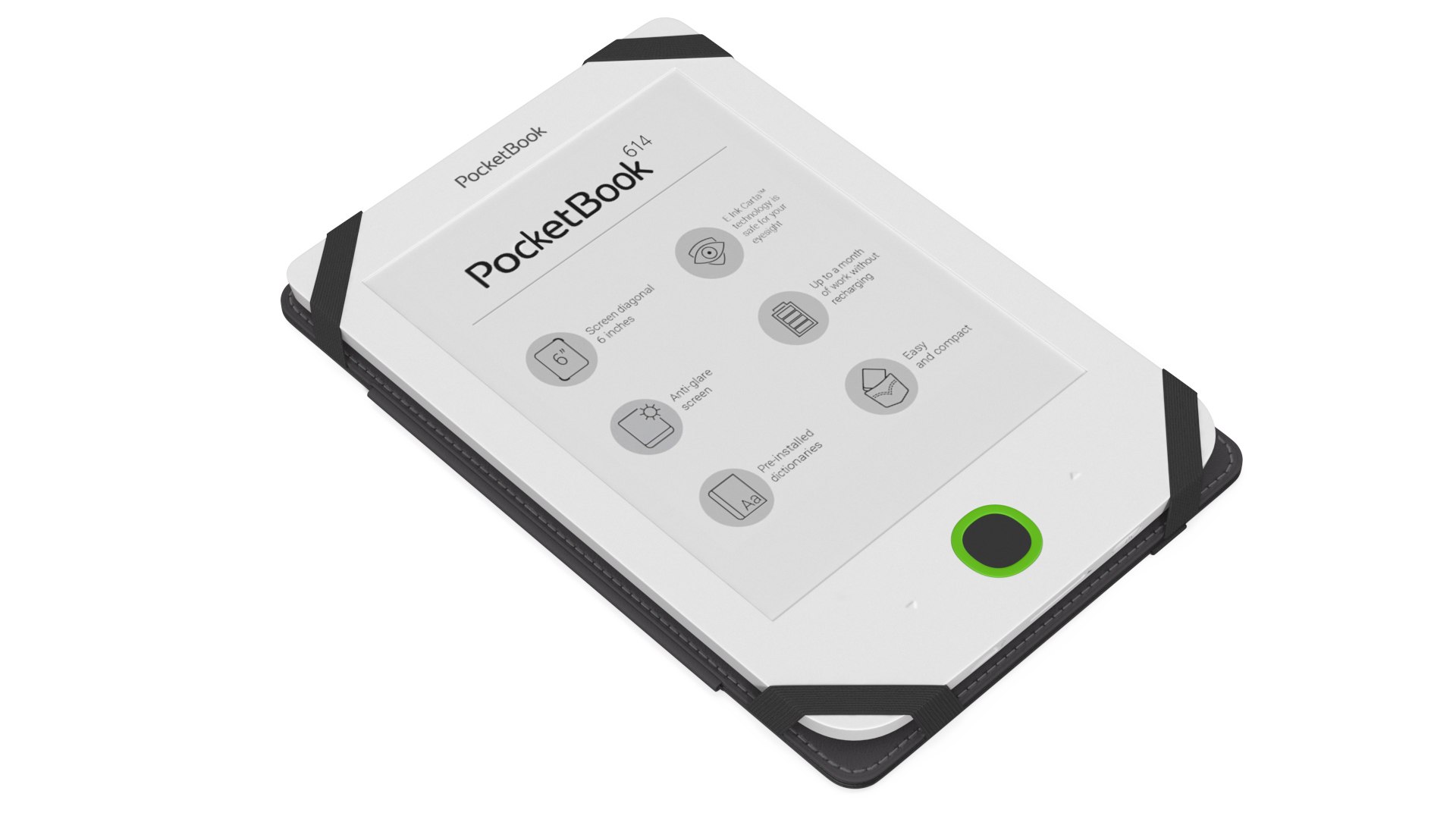 3D EReader PocketBook 614 Limited Edition White With Folded Case Model ...