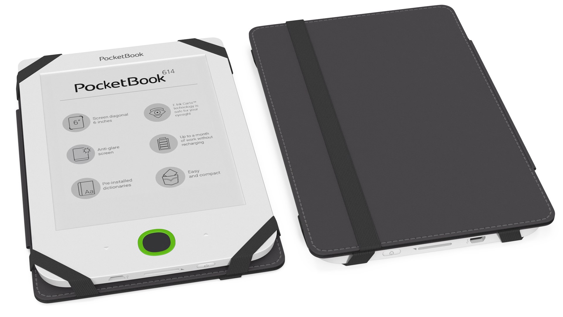 3D EReader PocketBook 614 Limited Edition White With Folded Case Model ...