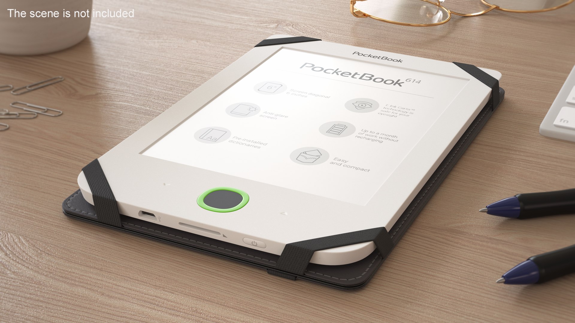 3D EReader PocketBook 614 Limited Edition White With Folded Case Model ...