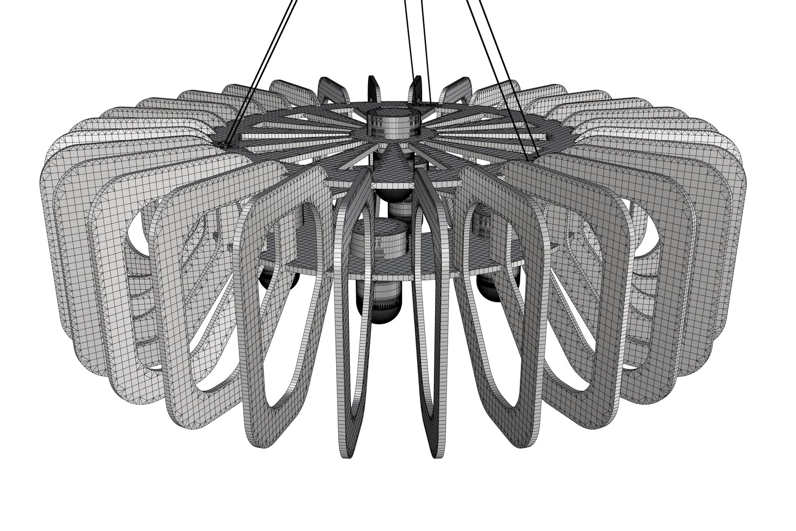 3D Blades Chandelier Laser Cut Lamp - TurboSquid 2033343