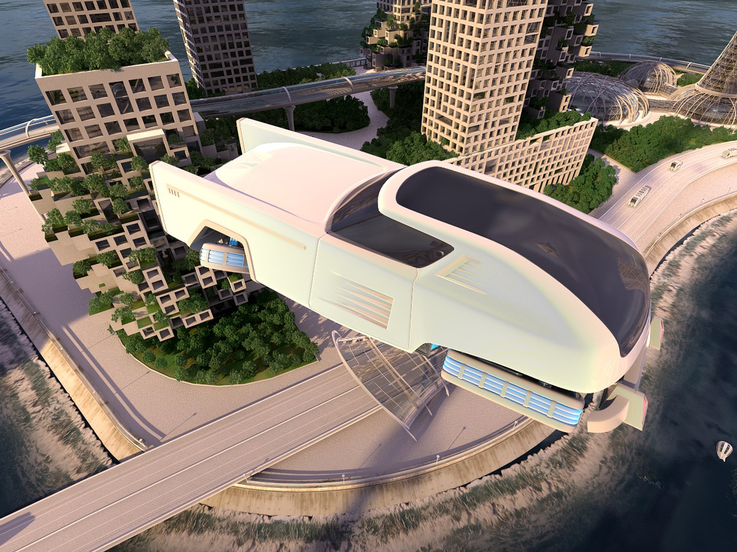 3D future city urban traffic model - TurboSquid 1193065