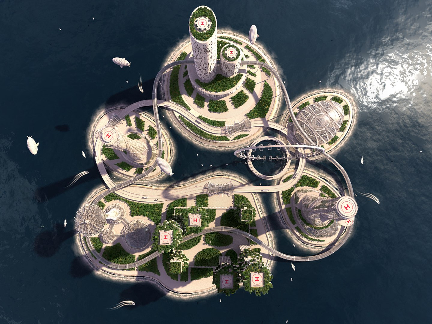 3D future city urban traffic model - TurboSquid 1193065