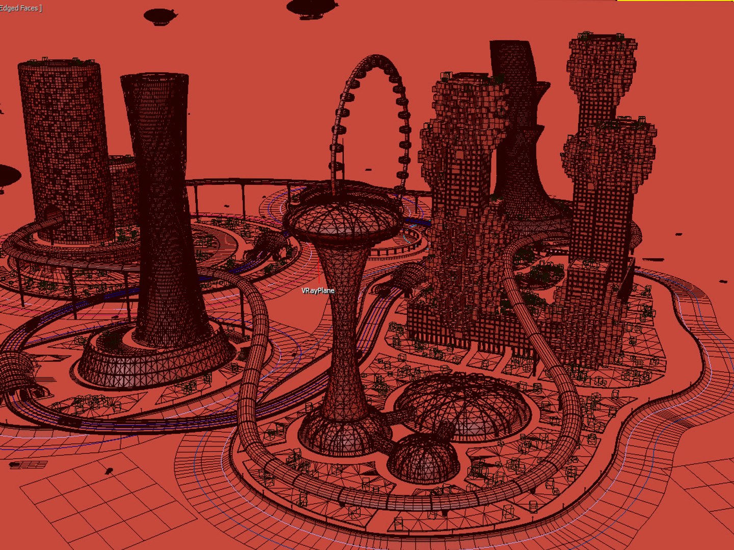 3D future city urban traffic model - TurboSquid 1193065