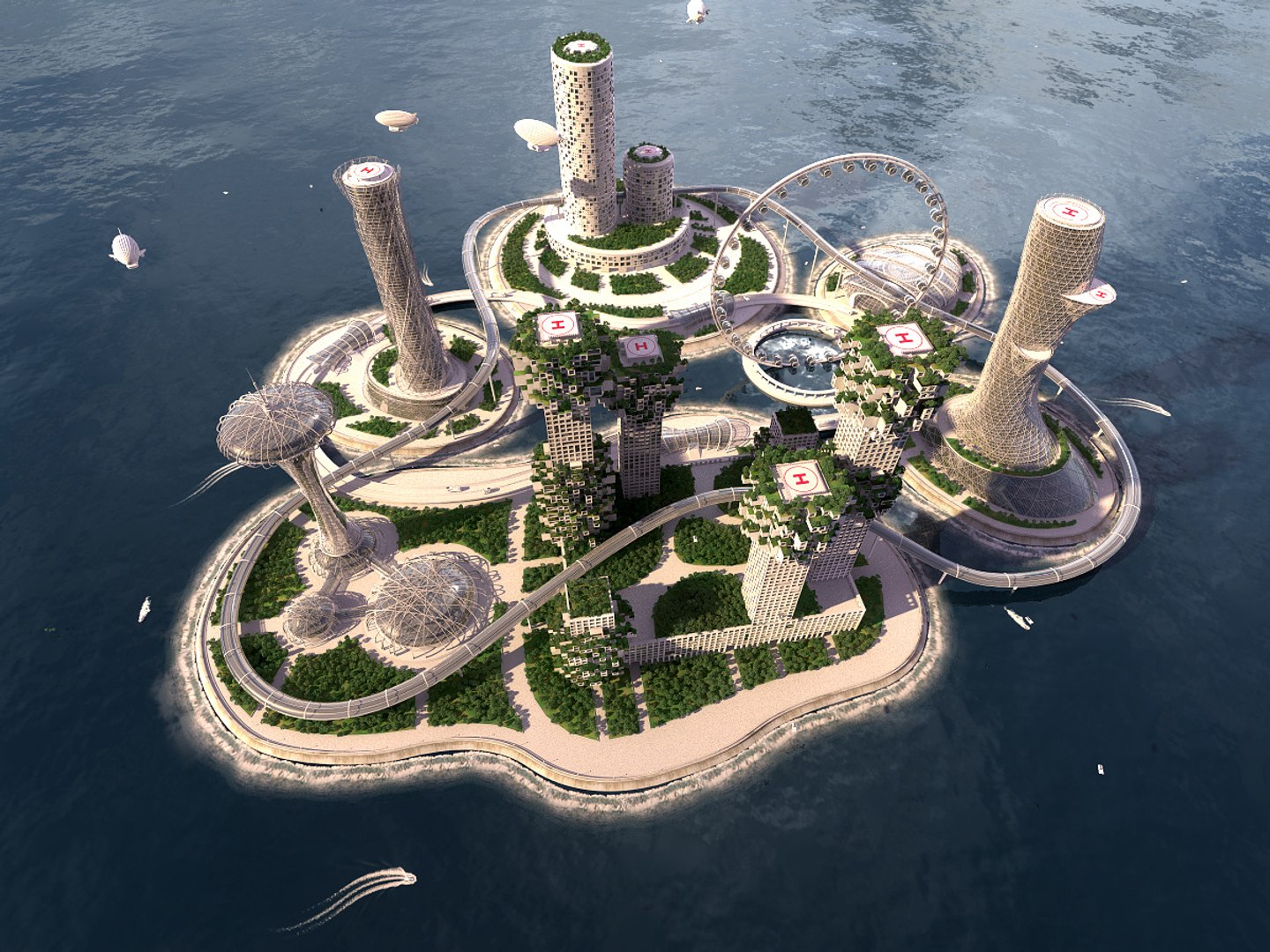 3D future city urban traffic model - TurboSquid 1193065