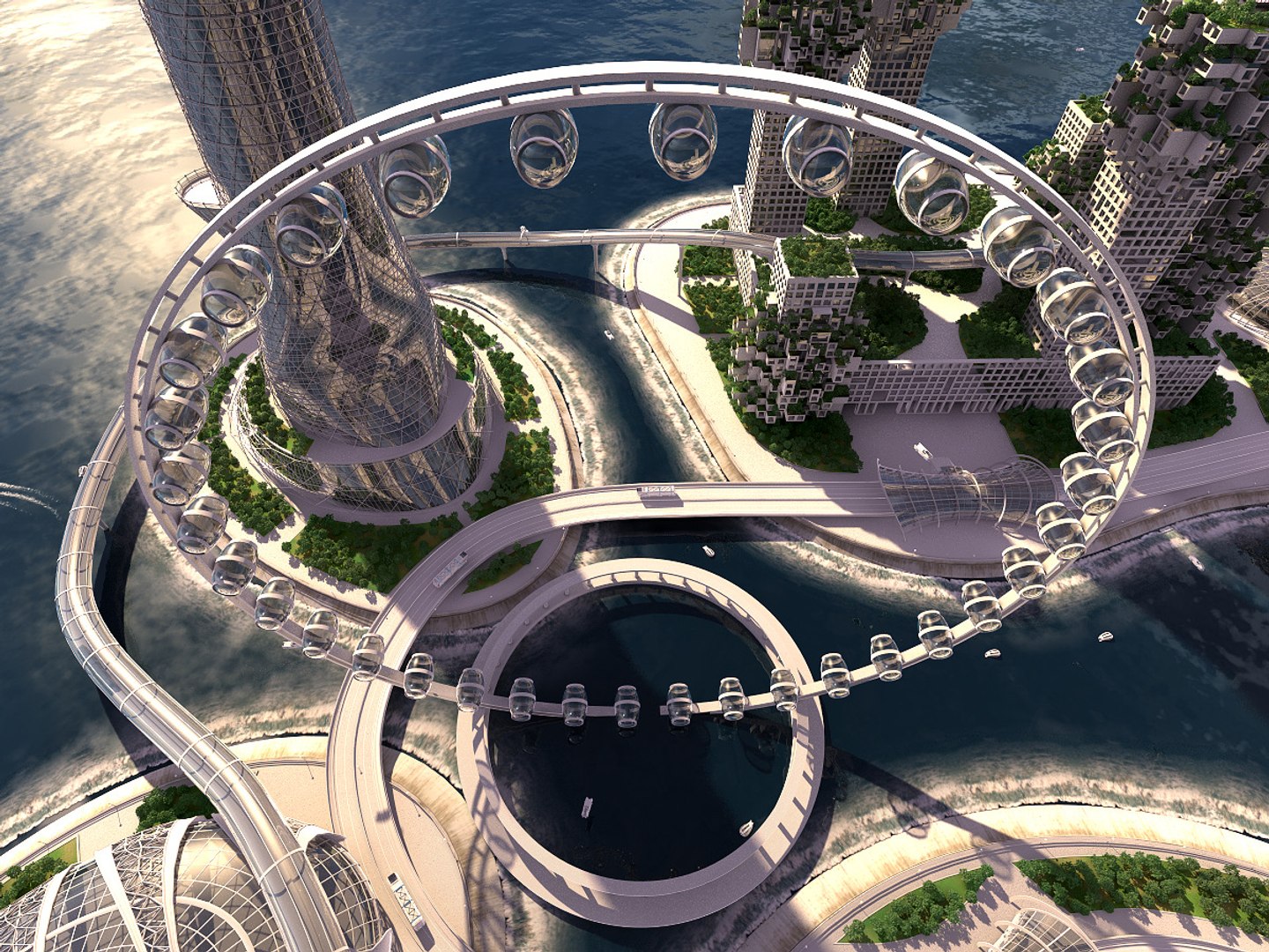 3D future city urban traffic model - TurboSquid 1193065