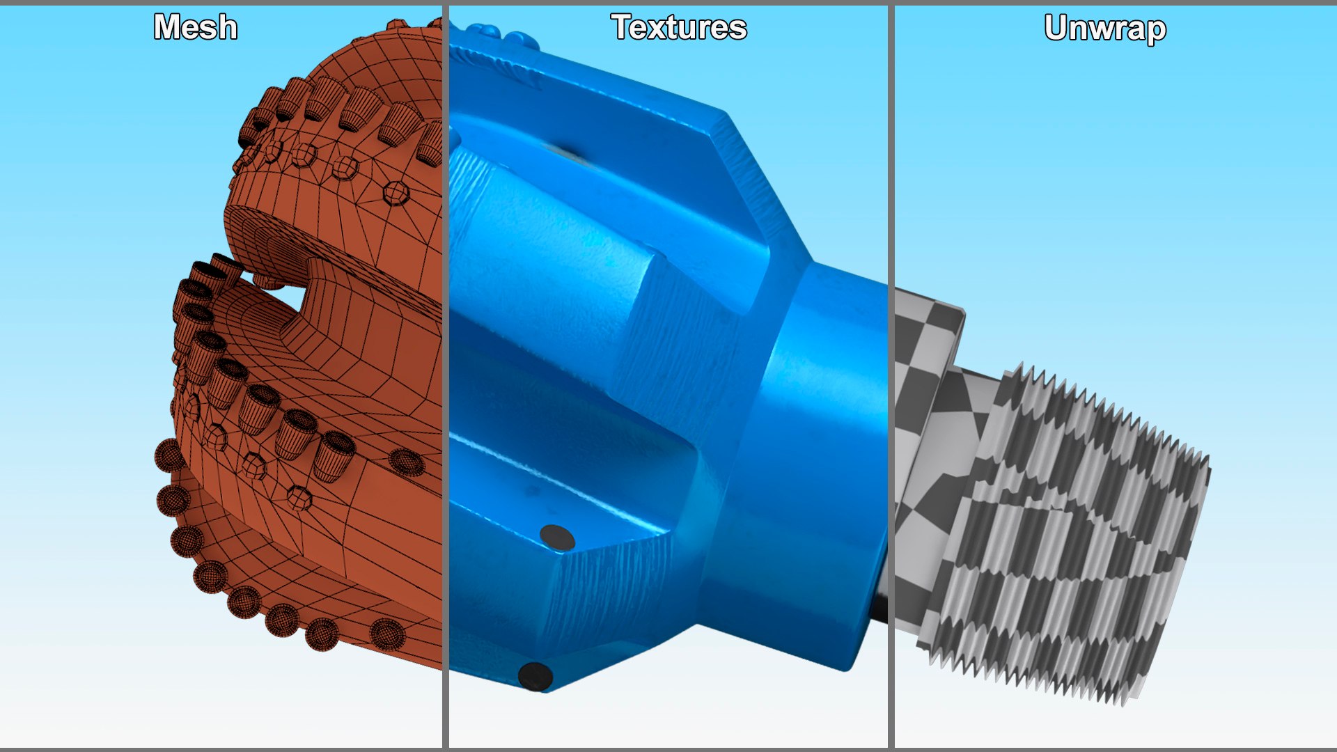 Drilling Rig Bit PDC Blue 3D - TurboSquid 2276808