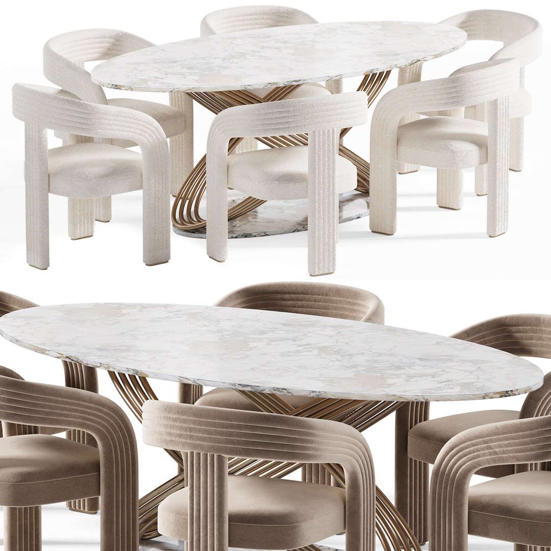 3D Dining Set N5 Model - TurboSquid 2296863