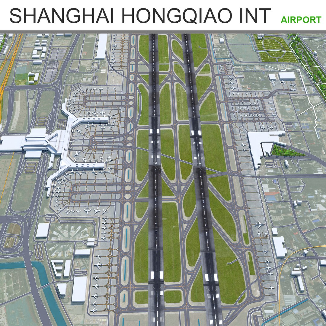 3D Shanghai Hongqiao International Airport Model - TurboSquid 2016205
